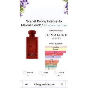 Jo Malone | Other | Jo Malone Scarlet Poppy Intense 34oz0ml New | Poshmark